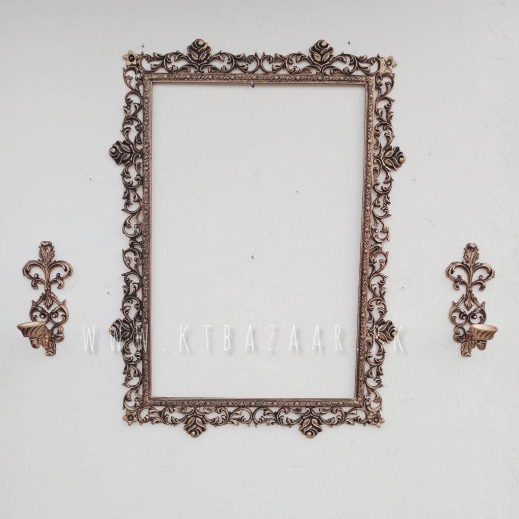 Rose Rectangular Mirror Frame Large with Candle Holders – KT Bazaar